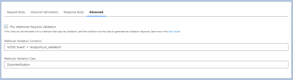 Inbound Call Webhook Validation - Declarative Webhooks User Guide