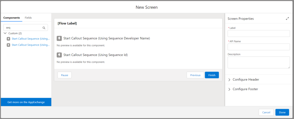 Initiate a Sequence Using a Screen Flow - Declarative Webhooks User Guide