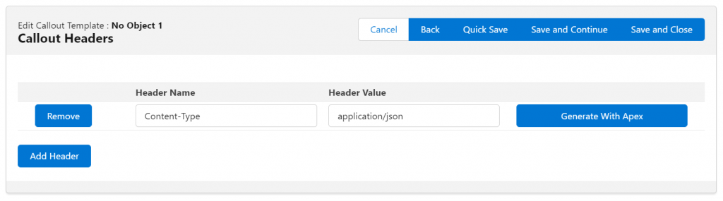 Step 2: Callout Template Headers (Old Interface) - Declarative Webhooks User Guide