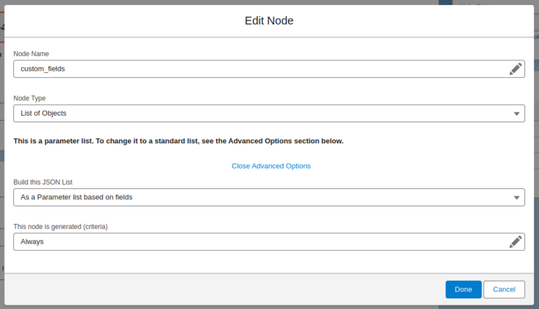 Using custom defined JSON list of objects (parameter list based on ...